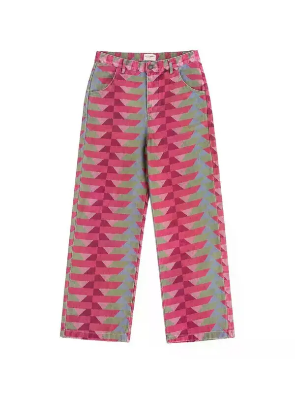 FAVORITE PEOPLE Crew Geometric-pattern Wide-leg Trousers