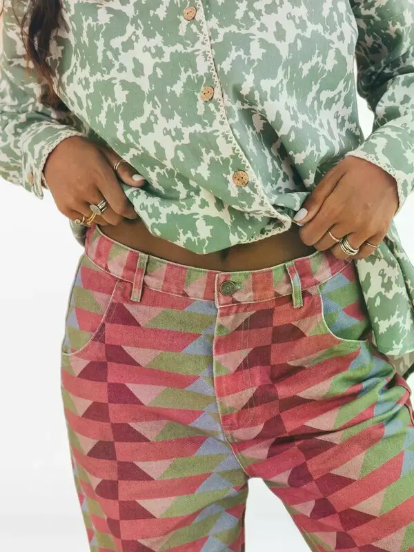 FAVORITE PEOPLE Crew Geometric-pattern Wide-leg Trousers