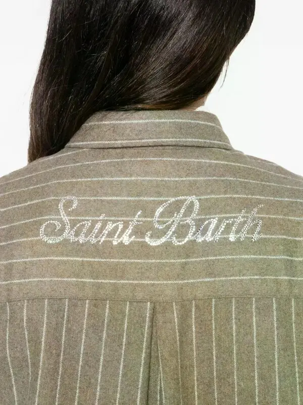 MC2 SAINT BARTH Pinstripe-pattern Crystal-embellished Shirt