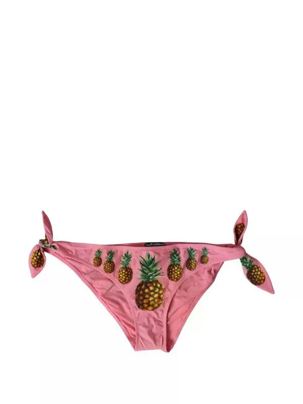 Dolce & Gabbana Pineapple-print Side-tie Bikini Bottoms - Pink
