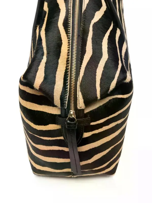 DEMELLIER Stockholm Zebra-print Haircalf Shoulder Bag - Black