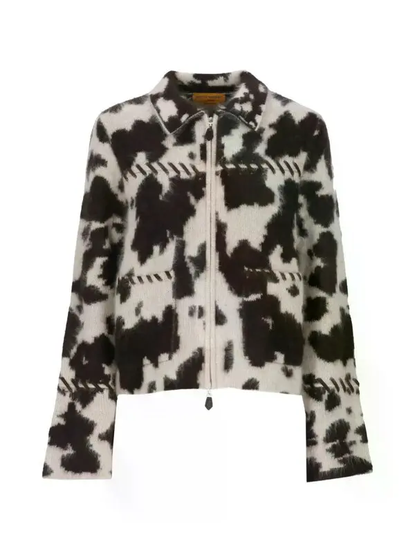 Guest In Residence Cow-print Whipstitch-trim Jacket