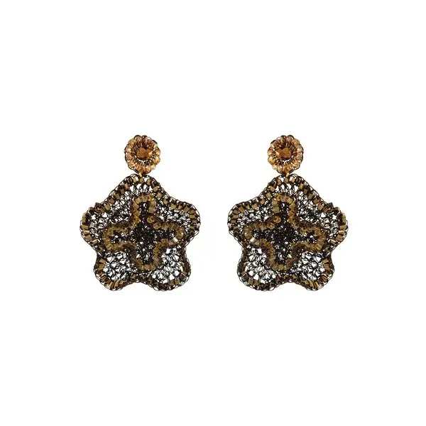 LAVISH BY TRICIA MILANEZE Sepia Mix Jasmine Handmade Crochet Earrings - Brown