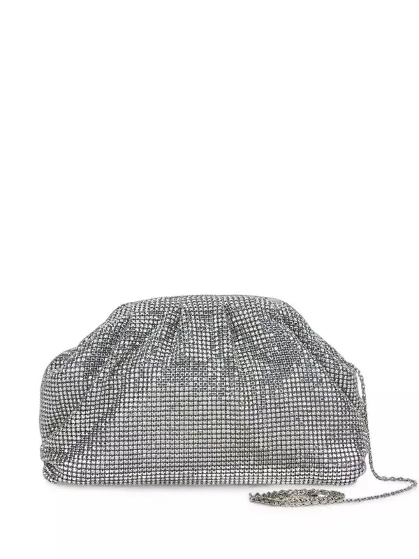 TWENTY FOURHAITCH Petra Crystal-embellished Ruched Clutch Bag - Silver