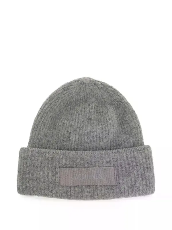 Jacquemus Le Bonnet Logo-patch Beanie Hat - Grey