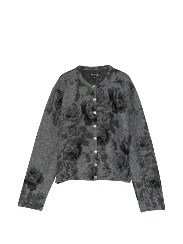 AGNES B. Rose-pattern Snap Cardigan