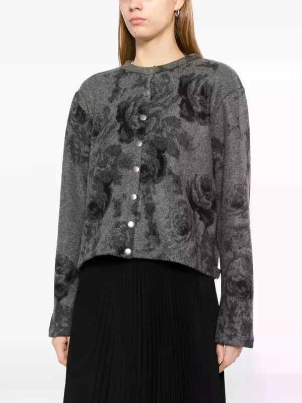 AGNES B. Rose-pattern Snap Cardigan