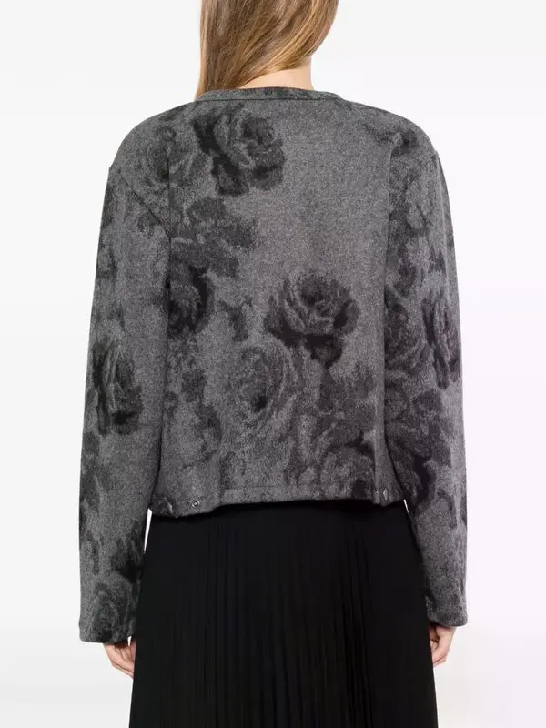 AGNES B. Rose-pattern Snap Cardigan