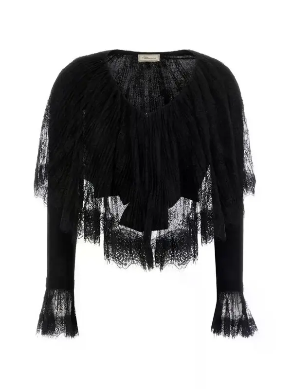 Blumarine Lace-trimmed Ruffled Cardigan