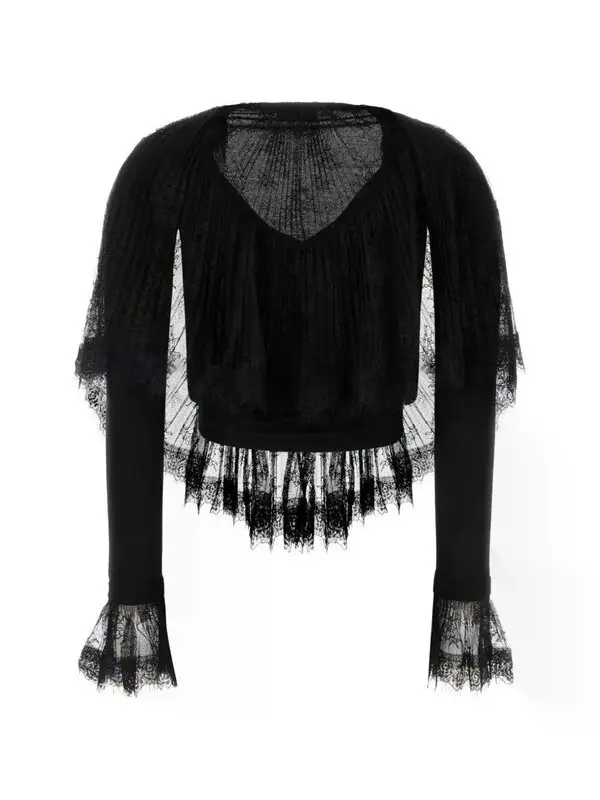Blumarine Lace-trimmed Ruffled Cardigan
