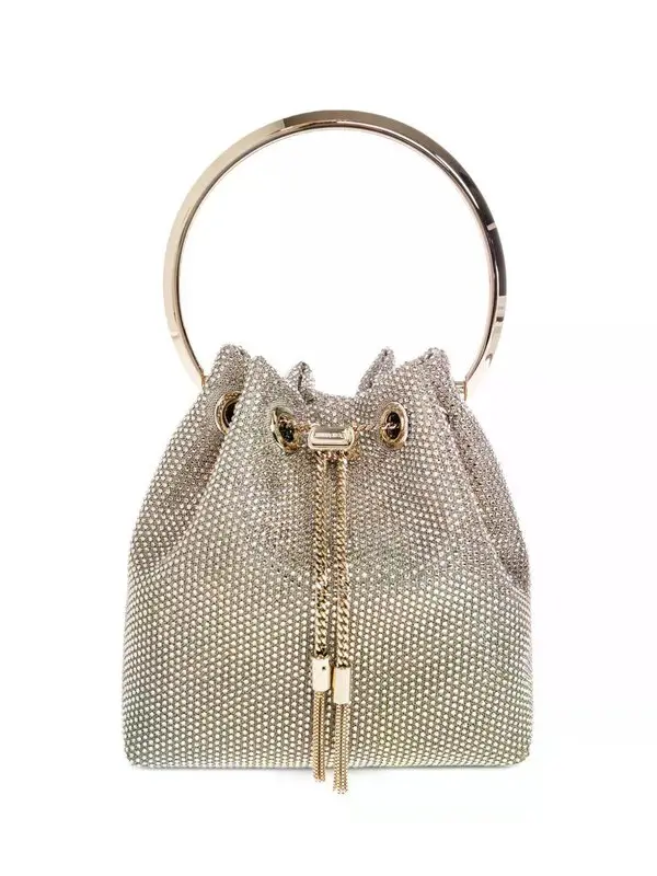 JIMMY CHOO Bon Bon Crystal-embellished Bucket Bag - Silver