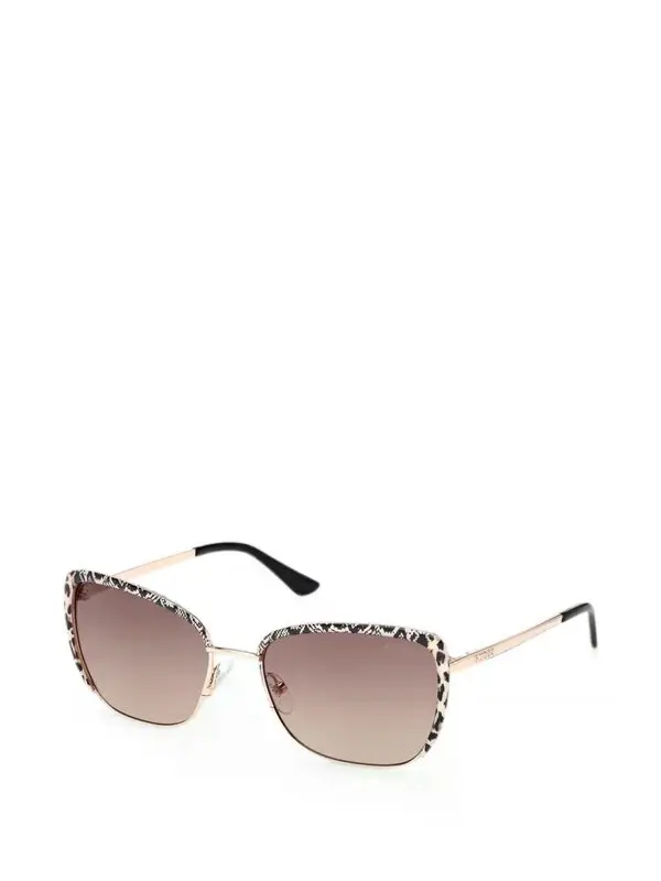 Guess Animal-print Geometric-frame Sunglasses - Neutrals