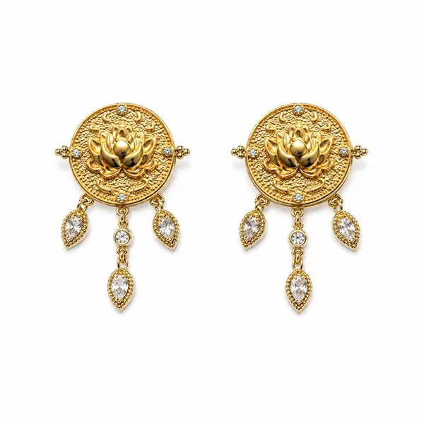 AUROZIA Lotus Within Vermeil Lotus Drop Earrings