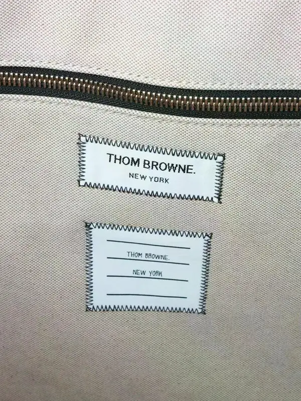 Thom Browne Rwb Stripe Pebble-grain Leather-trim Tote Bag - Neutrals