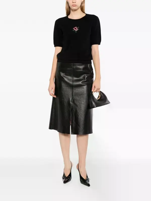 AGNES B. Beaded Flower T-shirt
