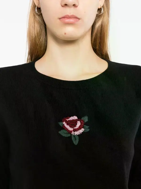 AGNES B. Beaded Flower T-shirt