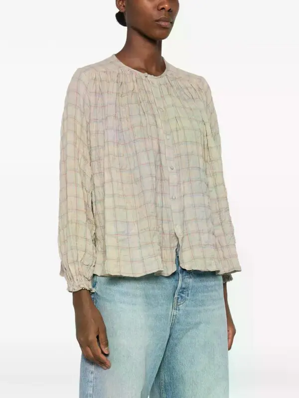 JCSOPHIE Paris Check-print Seersucker Blouse
