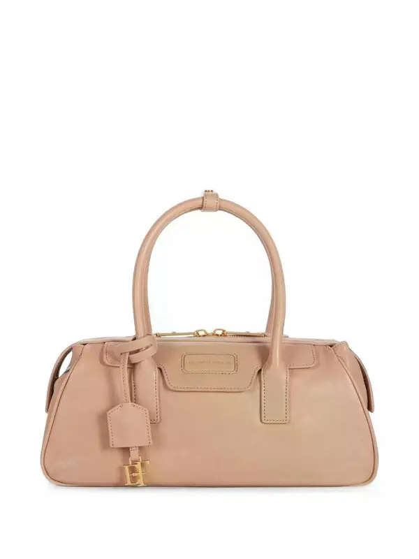 Elisabetta Franchi Small Boston Bag In Nappa Leather - Neutrals