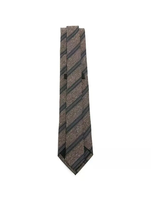 Zegna Diagonal-stripe Flecked Tie