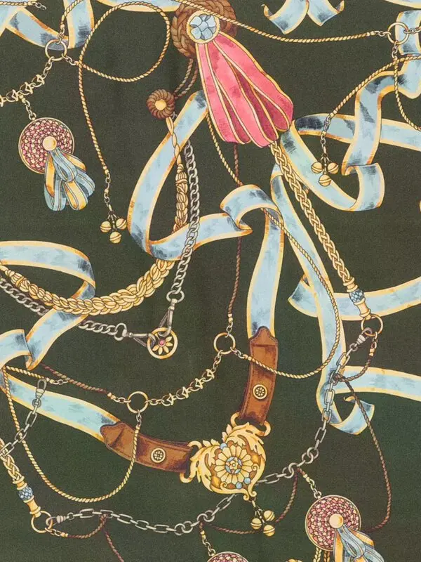 Etro Ribbon-print Silk Scarf - Green