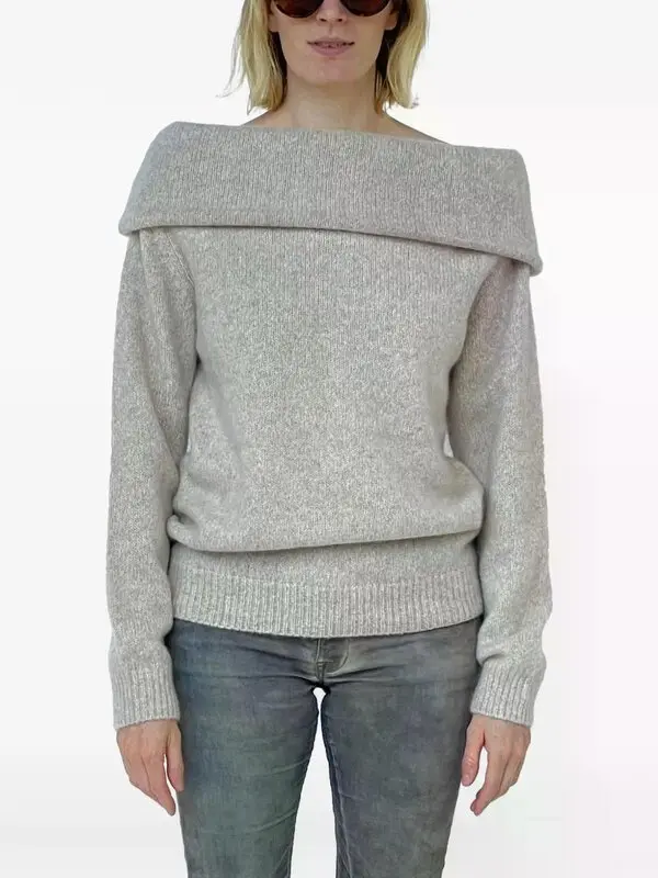 Frenckenberger Off-shoulder Marl Sweater