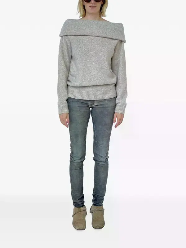Frenckenberger Off-shoulder Marl Sweater
