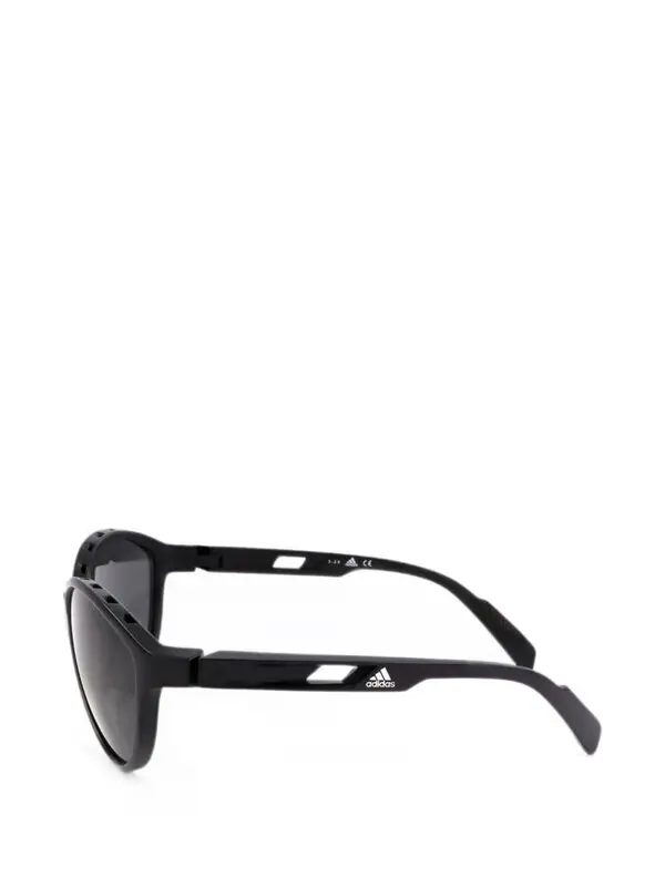 Adidas Logo-motif Round-frame Sunglasses - Black