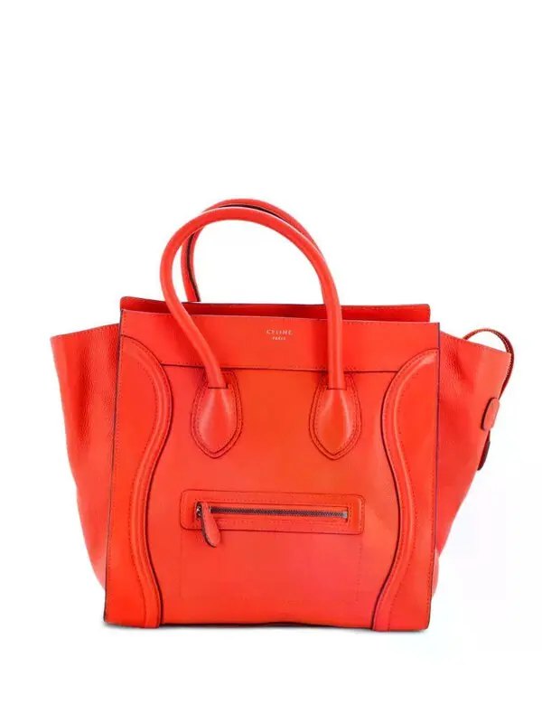 Celine Luggage Bag Grainy Leather Mini Tote Bag - Red