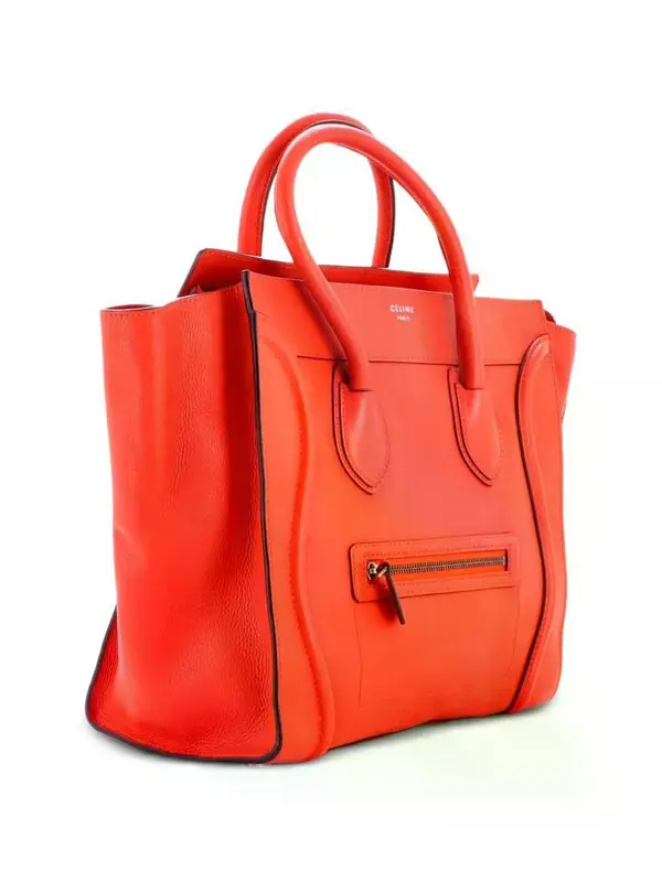 Celine Luggage Bag Grainy Leather Mini Tote Bag - Red