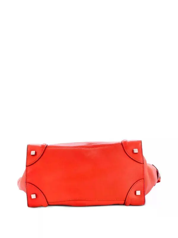 Celine Luggage Bag Grainy Leather Mini Tote Bag - Red