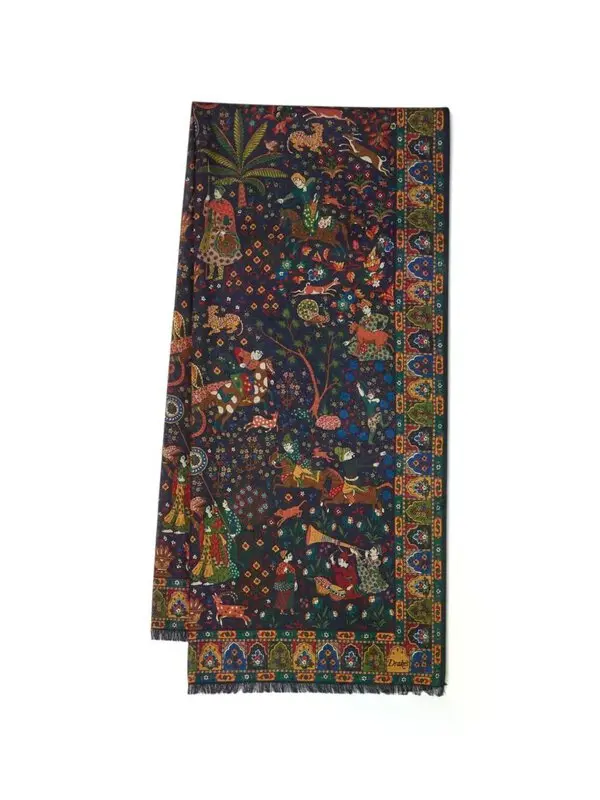 DRAKE'S Mughal Garden Print Scarf
