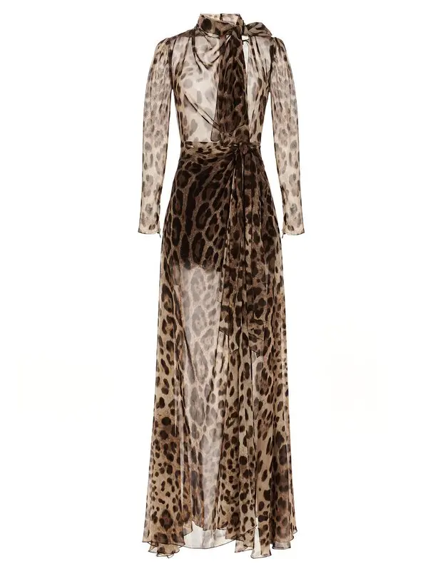 Dolce & Gabbana Silk Blend Dress - Brown