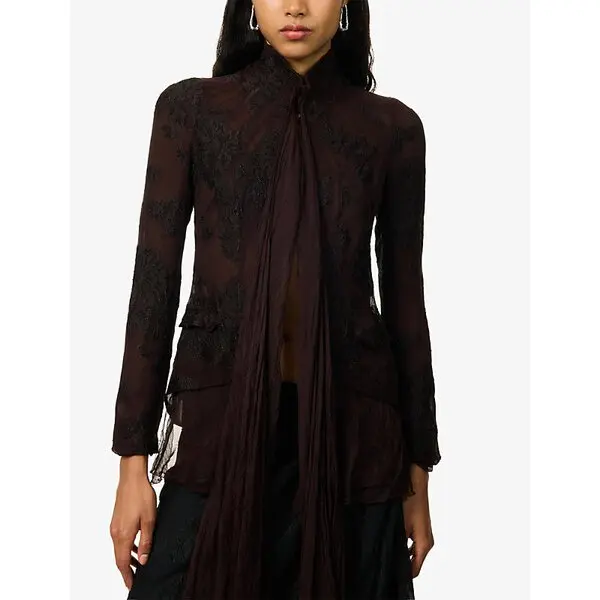 MARC LEBIHAN Draped Full Lace Jacket