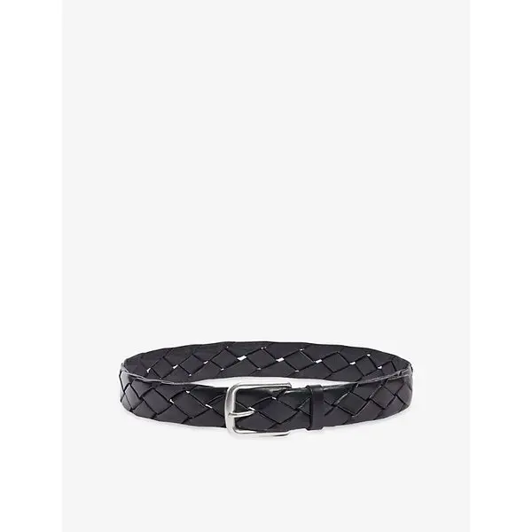 Sandro Braided Leather Buckle Belt - Black