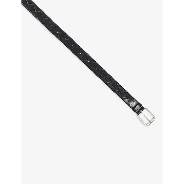 Sandro Braided Leather Buckle Belt - Black