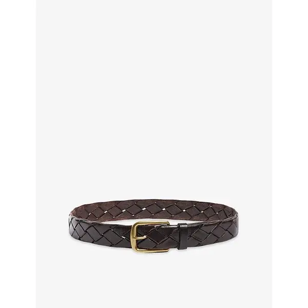 Sandro Braided Leather Buckle Belt - Chocolate