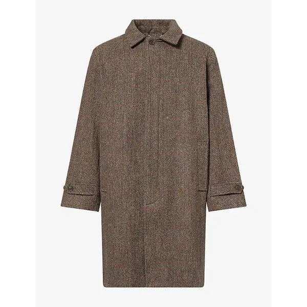 PALMES Cedric Longline Tweed Wool Coat