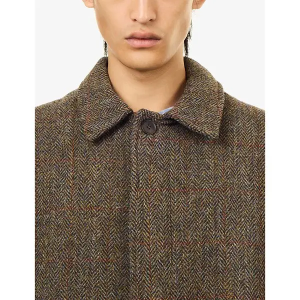 PALMES Cedric Longline Tweed Wool Coat