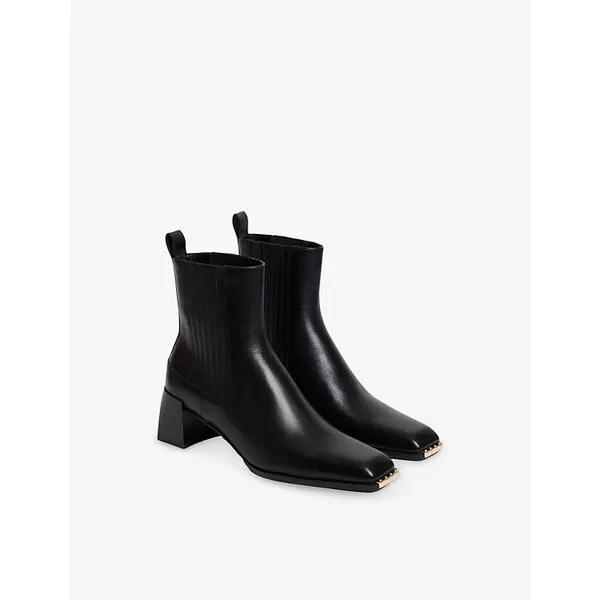 Sandro Metal-toe Heeled Leather Ankle Boots