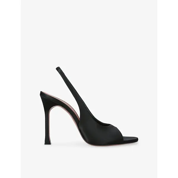 Amina Muaddi Alexa 105 Satin Heeled Slingbacks