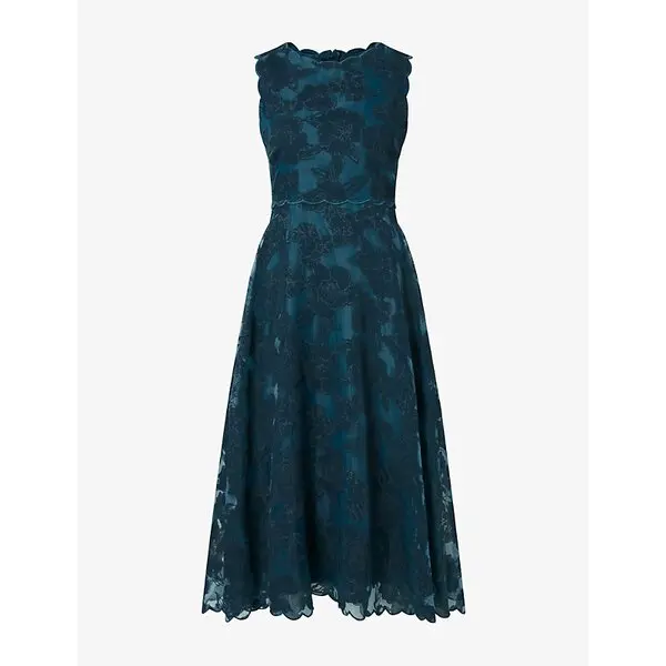 MALINA Elin Floral-lace Cotton-blend Midi Dress - Teal