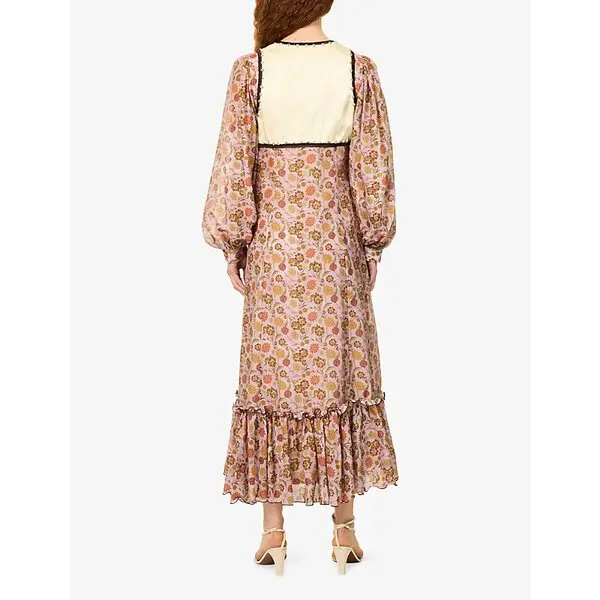 SIEDRES Serica Contrast-panel Woven Maxi Dress
