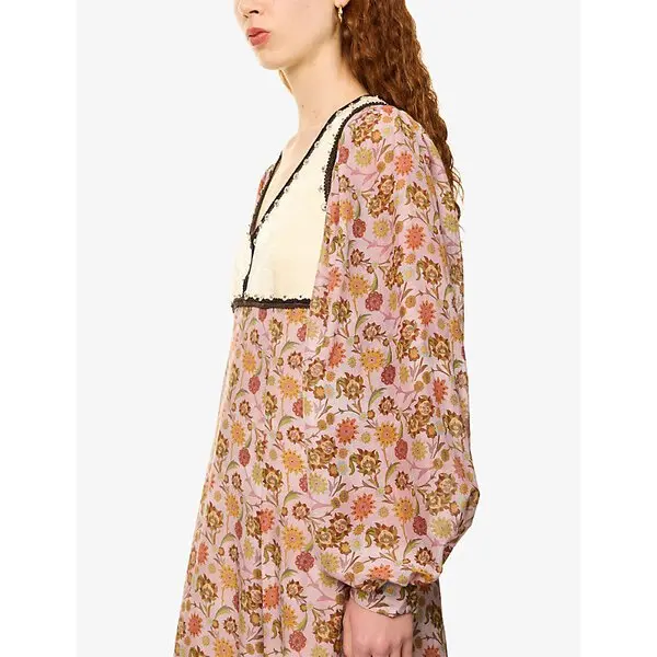 SIEDRES Serica Contrast-panel Woven Maxi Dress