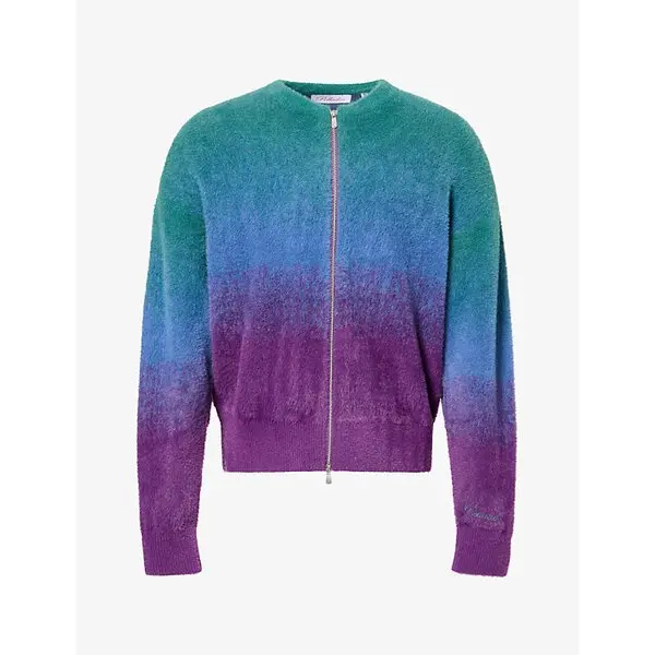 PELLADOR Gradient Crew Mohair Knit Cardigan
