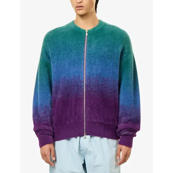 PELLADOR Gradient Crew Mohair Knit Cardigan