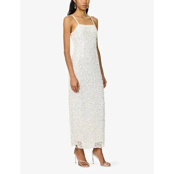 LA FUORI Isolde Lace Beaded Maxi Dress