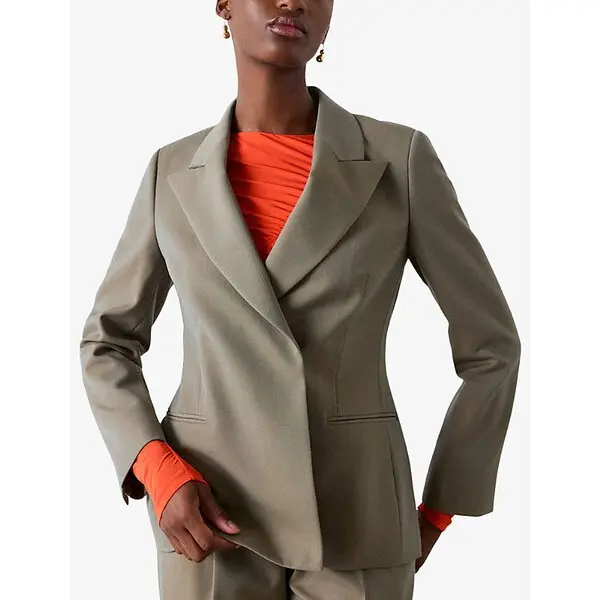 Whistles Double-breasted Wool-blend Blazer