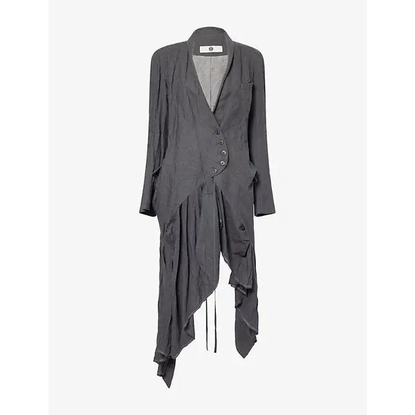 MARC LEBIHAN Tie-front Tail Wool-blend Jacket