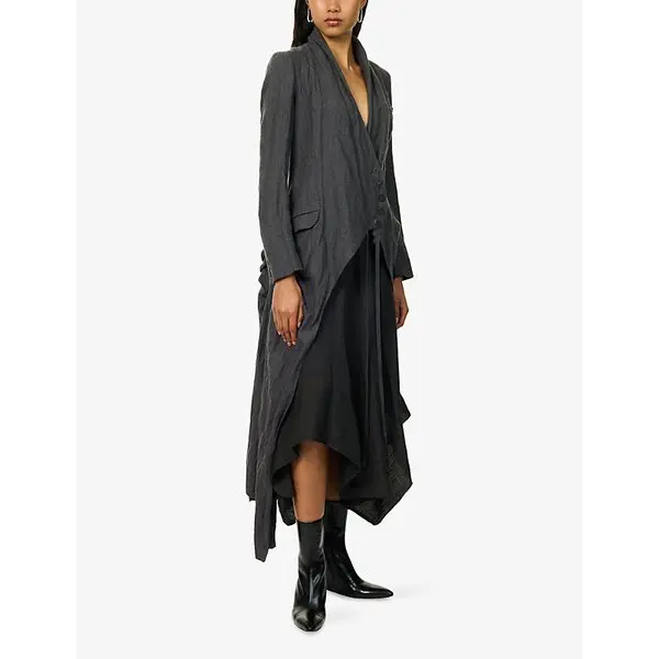 MARC LEBIHAN Tie-front Tail Wool-blend Jacket