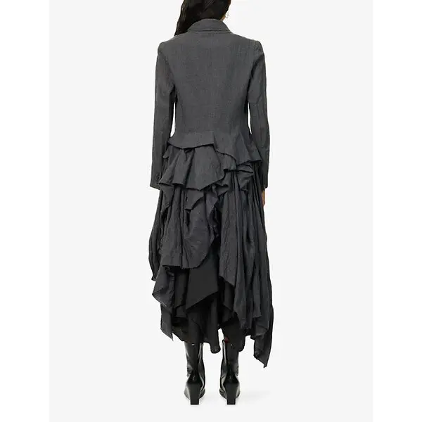 MARC LEBIHAN Tie-front Tail Wool-blend Jacket